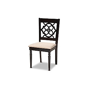 Baxton Studio Renaud Modern and Contemporary Sand Fabric Upholstered Espresso Brown Finished Wood Dining Chair
