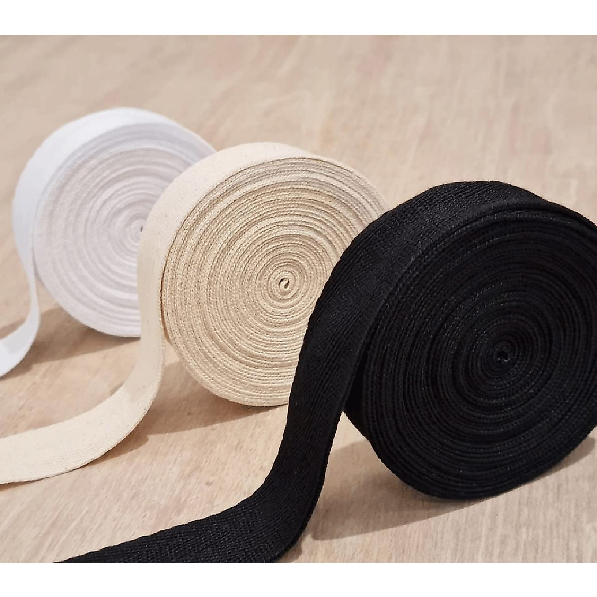 Losita 1 inch X 5 Yards Natural Cotton Twill Tape Herringbone Soft Fabric Webbing Strap Ribbon, Bias Binding for Sewing Gift Wrapping DIY Cloth Bag Holders Blanket Edge Supplies (White)