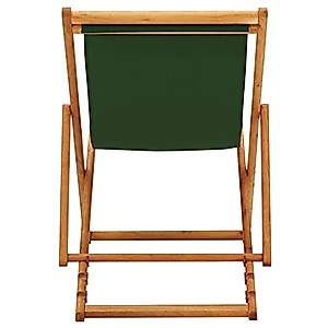 imasay Folding Beach Chair Eucalyptus Wood and Fabric Green for Dining Room, Modern Kitchen Living Room,Garden,Indoor or Outdoor