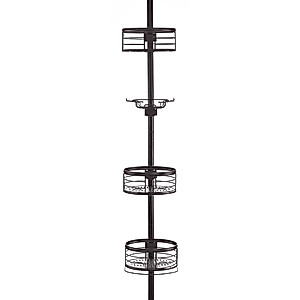 Utopia Alley Rust-Resistant Tension Pole Shower Caddy, 3 Shelves (Oil Rubbed Bronze)