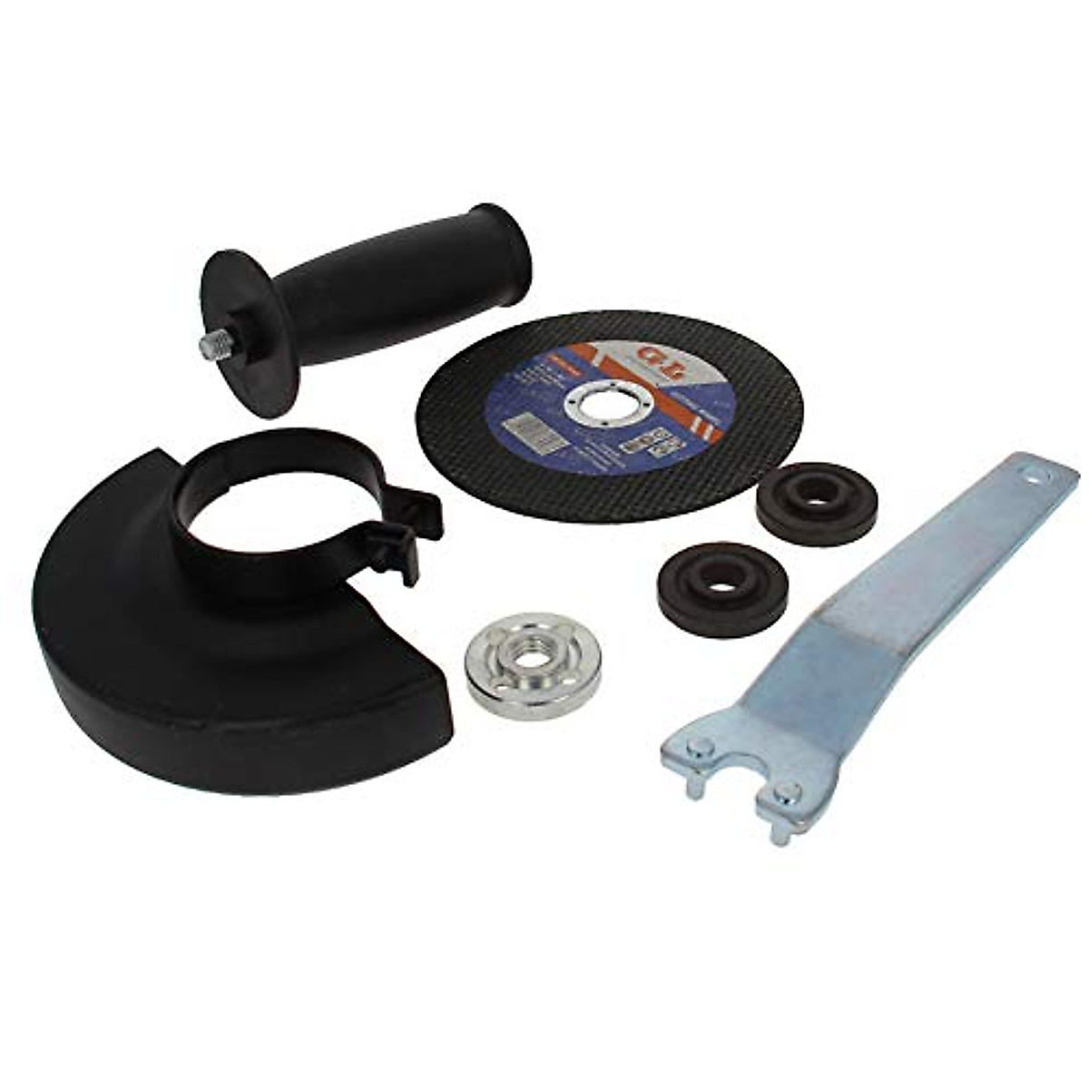 Utoolmart Angler Grinder Parts Black Metal Guard Protector Cover Thick Angle Wrench Grinder Flange Lock Nut Angle Grinder Handle Sanding Disc Set for Electric Angle Grinder