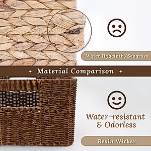 WeeNest Storage Basket, Wicker Storage Cubes, Wicker Basket, Pantry Basket, Wicker Storage Baskets, Basket with Handle, Square Basket, Resin Wicker Set of 3, Toffee