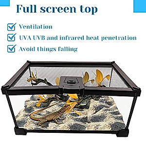 kathson 12x8x6 in Mini Reptile GlassTerrarium Tank, 3 Gallon Full Glass Reptile Tank Full View Visually Appealing Reptile Amphibians Terrarium Glass Box Reptile Glass Habitat Cage for Bearded Dragons