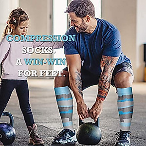 Bluemaple Copper Compression Socks For Women & Men Circulation (8 Pairs) - Best for Running,Hiking,Travel,Pregnancy