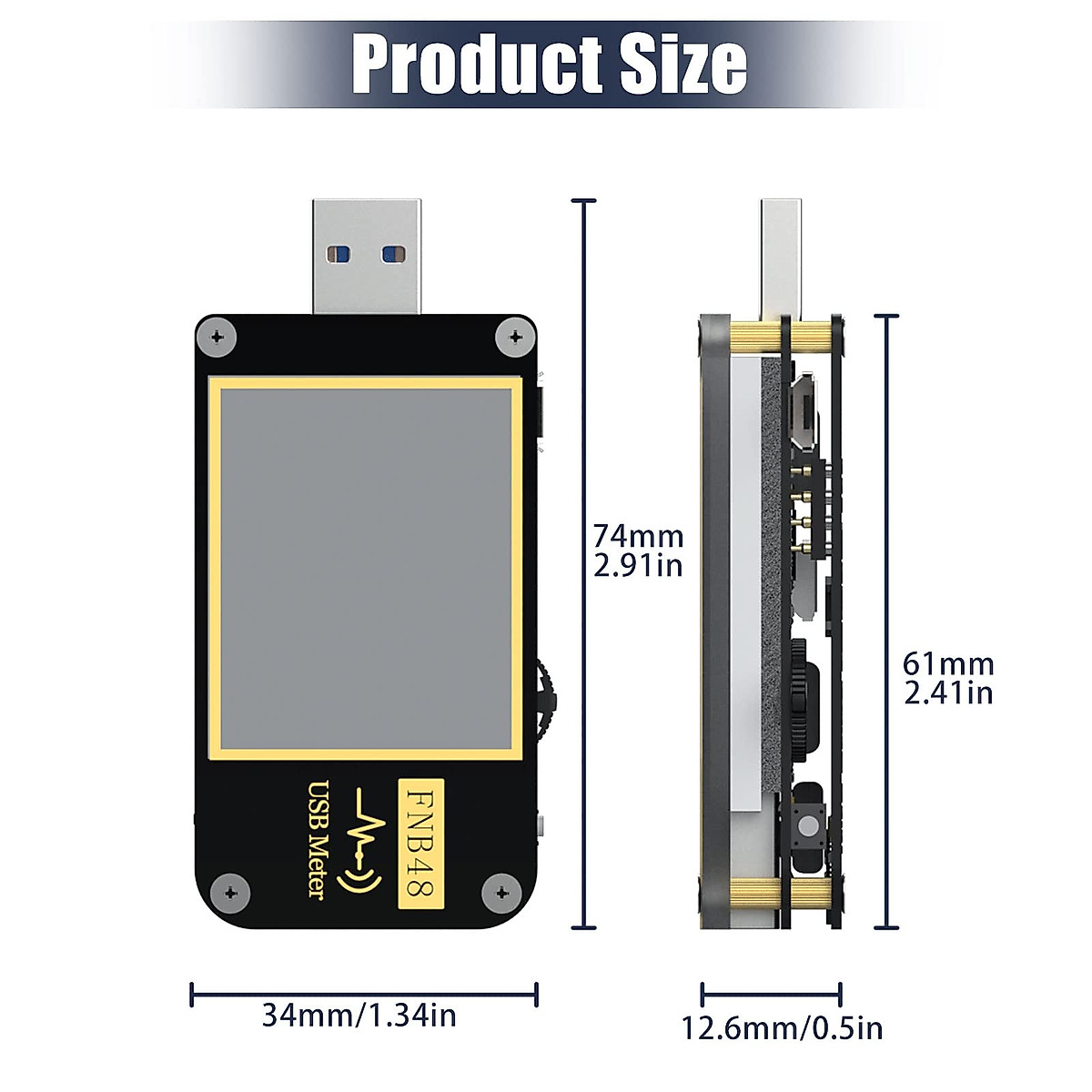 USB Voltage Meter Tester, FNB48 PD Trigger Voltmeter USB 3.0 Voltage and Current Tester DC 4-24V 6.5A USB C Multimeter PPS Fast Charging Protocol Capacity Tester QC2.0 3.0