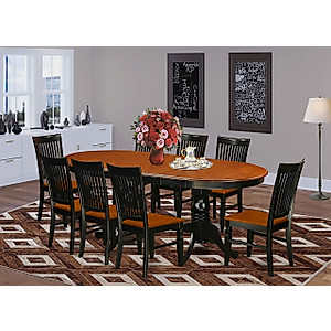East West Furniture Plainville Kitchen and Dining Room Sets, 9 Pieces, Black & Cherry