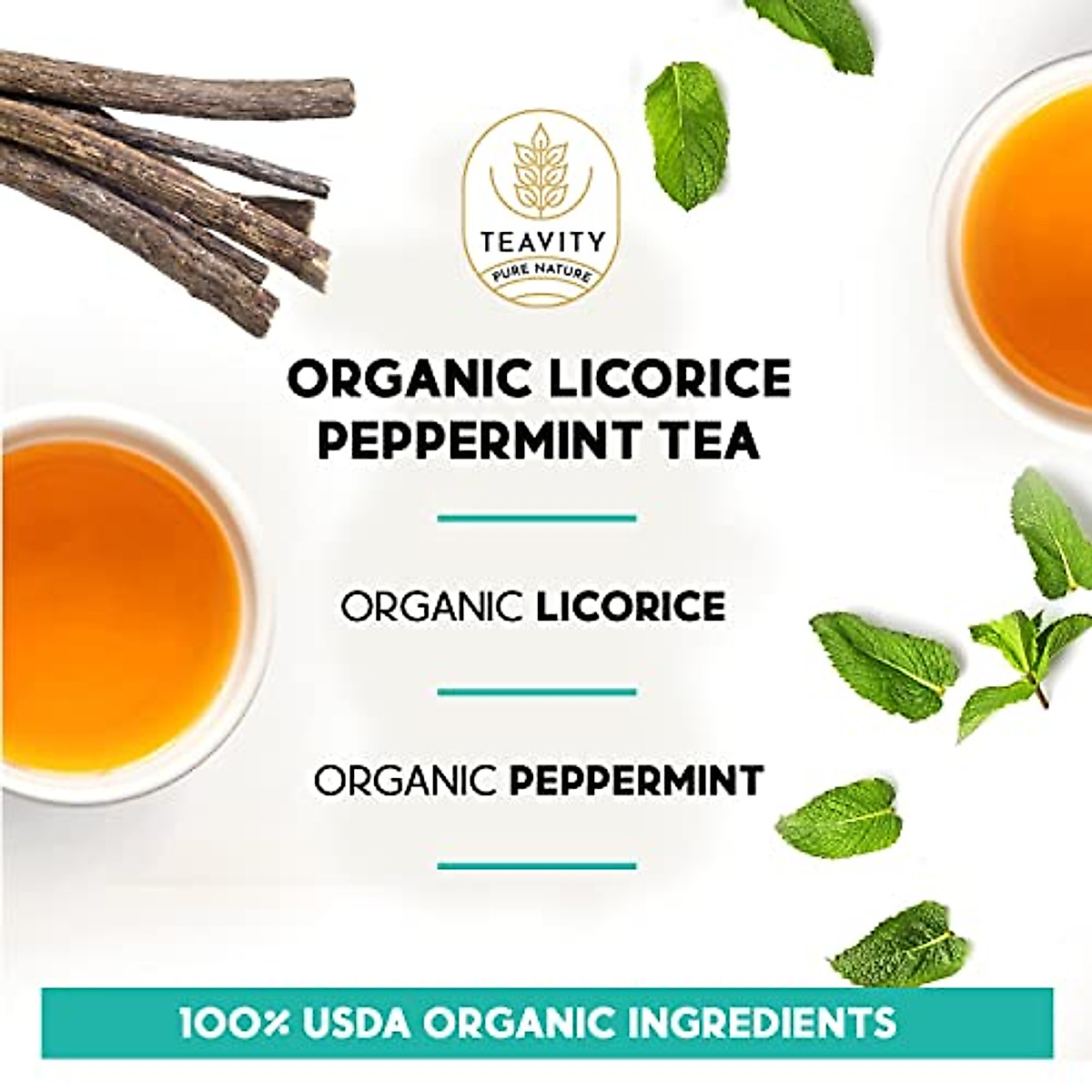 Organic Licorice Mint Tea Pods Made with Organic Egyptian Licorice Tea - Decaf Tea Pods for Keurig K cup Brewers | Herbal Tea Pods | Licorice Root Tea Organic by Teavity (Organic Licorice Mint Tea, 24 Count)