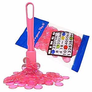 MR CHIPS Made in USA Magnetic Wand with 100 Bingo Plus Extra Pink