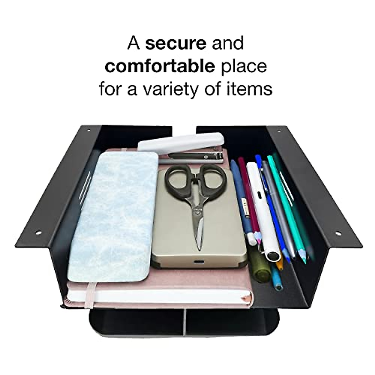 MomsUnited – Premium Under Desk Storage – Convenient Under Desk Drawer – Mountable Desk Drawer for Office & Home – Desk Storage from Alloy Steel – Ideal for Organizing – Size – Black/White