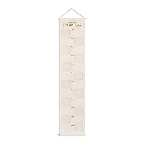 DEMDACO Keepsake Memory Chart Classic White 51 x 13 Canvas and Birch Photo Frame