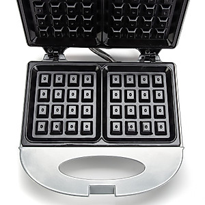 Zenith Electric Indoor Waffle Grill Maker with Zera Non-Stick Grilling Plates, Countertop Bread Toaster Easy Storage & Clean Perfect for Breakfast Grilled Cheese Egg & Steak, Platinum Silver