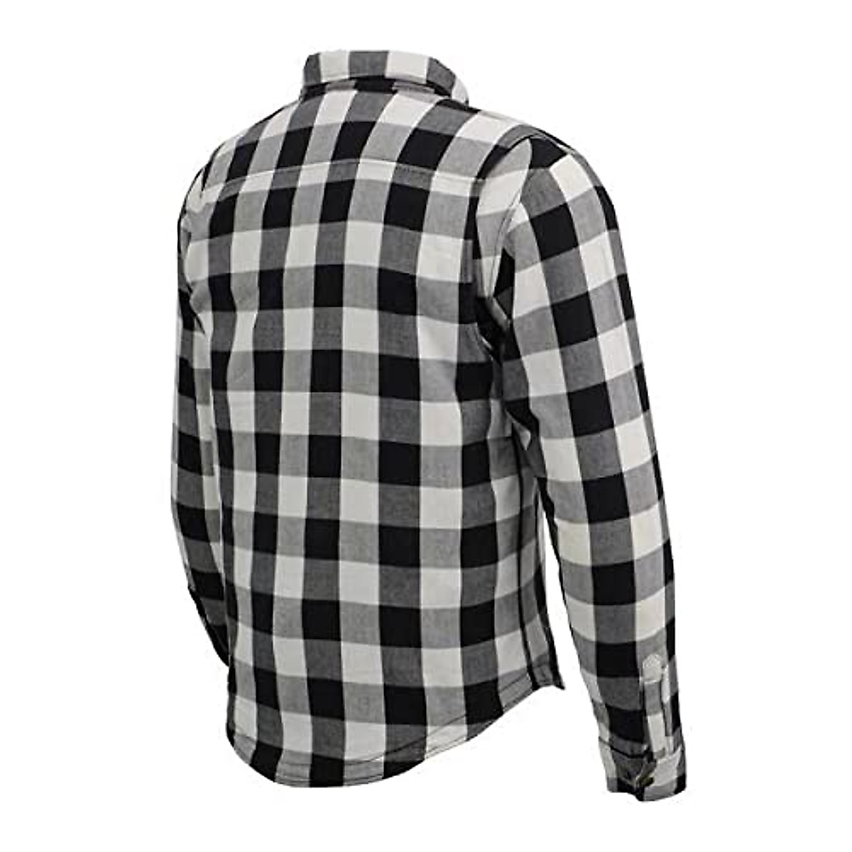 Bikers Place Mens Motorcycle Lightweight Waterproof CE armor Blk/White Checkered Flannel Riding Jacket Shirt (XL, Blk/White) (SH13)