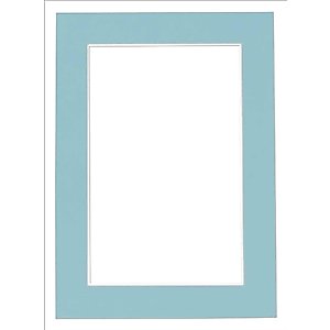 6x8 Mat Bevel Cut for 4x5 Photos - Acid Free Aqua Blue Precut Matboard - For Pictures, Photos, Framing - 4-ply Thickness