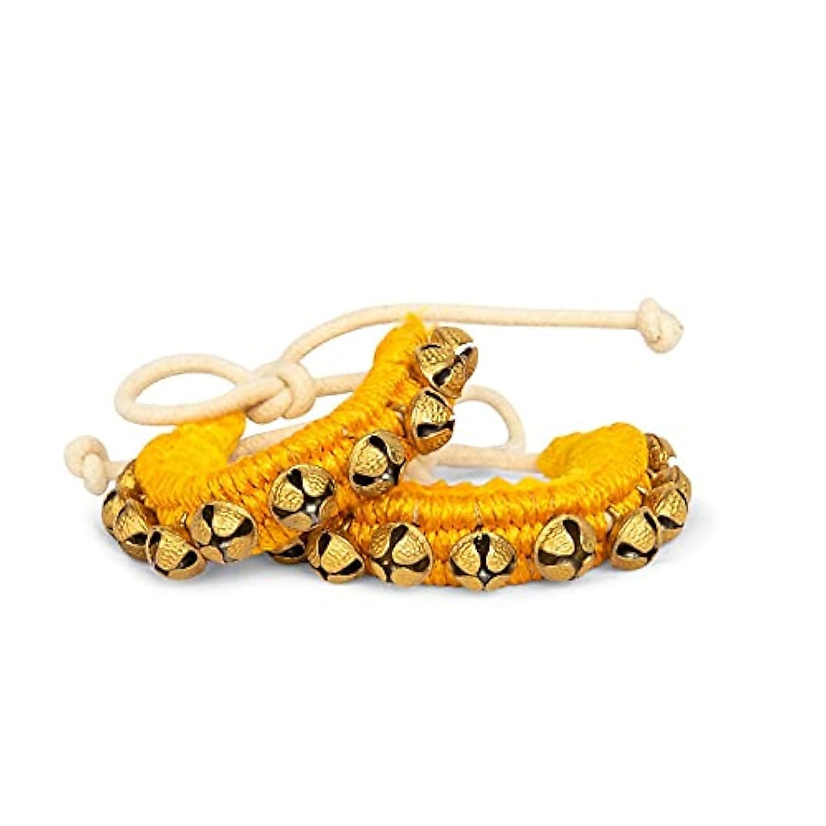 Art Of Creation Kathak Dancing Ghungroo Anklet Pair Yellow 1 line Indian Classical Dancers Musical Instrument Bharatnatayam Ghungru (Yellow) 20 Bell
