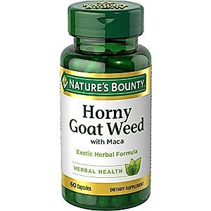 Nature's Bounty Horny Goat Weed w/Maca,Dietary Supplement, 60 Capsules, Gelatin, Dicalcium Phosphate, Vegetable Magnesium Stearate, Silica