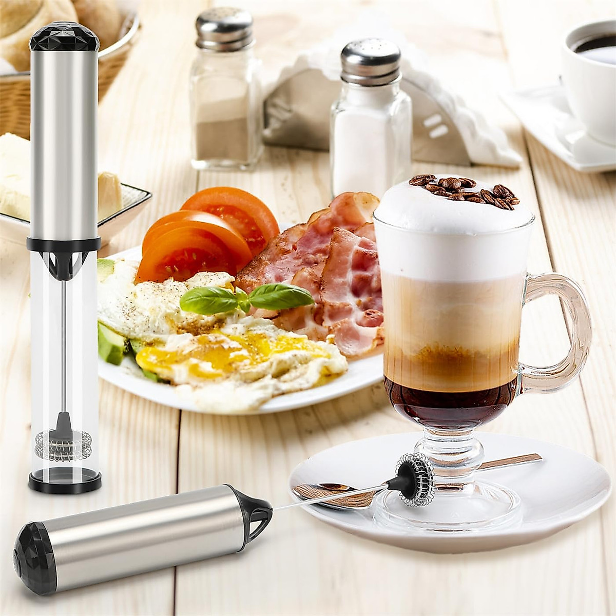 Milk Frother Rechargeable Handheld - Electric Whisk/Frother Wand for Coffee, Matcha, Latte, Cappuccino