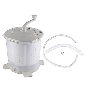 Portable Hand Crank Washing Machine Manual Washing Machine Simple Fast Rotating Speed Stable Portable Manual Washer for Dormitory Apartment Camping Nordic Grey
