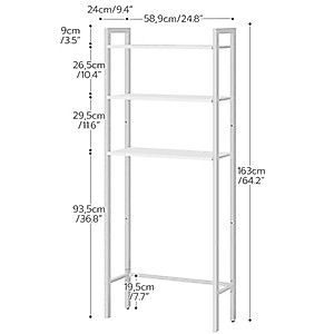 HOOBRO Over The Toilet Storage, 3-Tier Modern Bathroom Organizer, Bathroom Space Saver with Multi-Functional Shelves, Toilet Storage Rack, Easy to Assembly, White WT41TS01