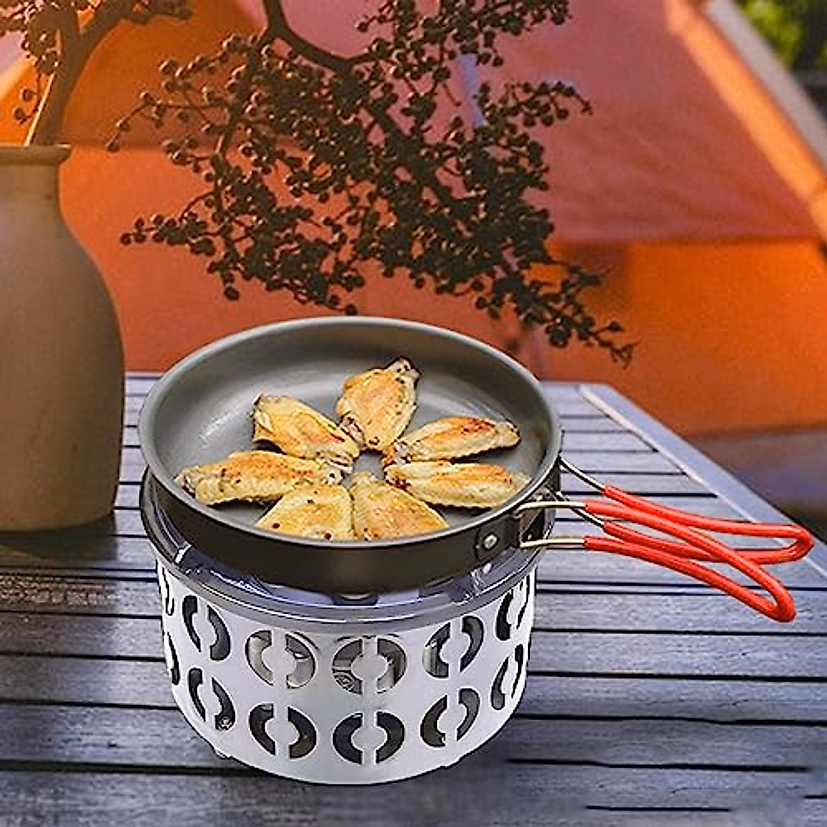 Camping Stove Burner Windproof Camp Stove, Portable Windproof Furnace Stove For Camping, 17800W Strong Firepower, Wind Protection Outdoor Stoves With Evenly Heated For Picnic Hiking Backpacking