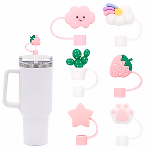Straw Cover for Stanley Cup, 6Pcs Silicone Straw Topper Compatible with Stanley 30&40 Oz Tumbler, Stanley Cups Accessories