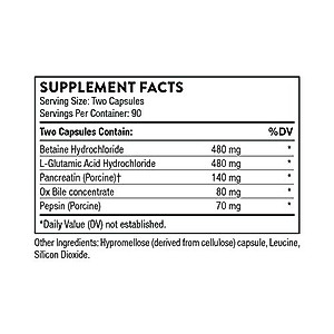 Thorne Bio-Gest - Blend of Digestive Enzymes to Aid Digestion - Gut Health Support with Pepsin, Ox Bile & Pancreatin - 180 Capsules - 90 Servings