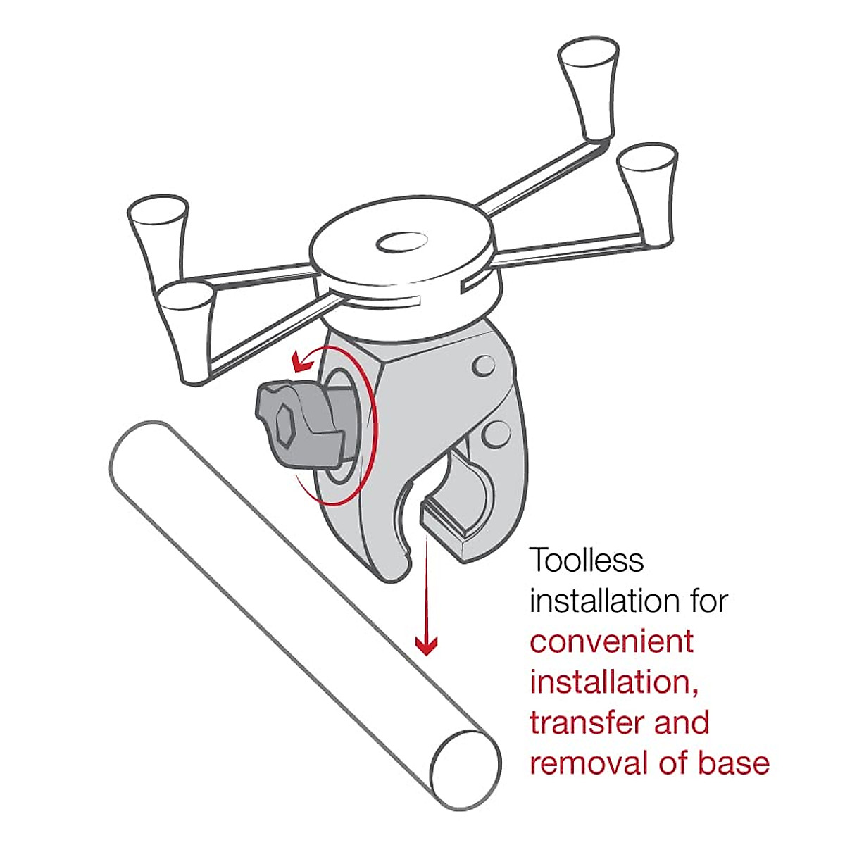 RAM MOUNTS X-Grip Large Phone Mount with Low-Profile RAM Tough-Claw RAM-HOL-UN10-400-2U for Rails 0.625" to 1.5" in Diameter