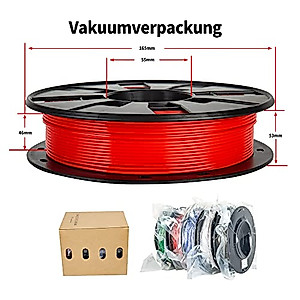 PLA 3D Printer Filament Bundle, TINMORRY PLA Filament 1.75mm, 250g x 5 Spools, Black+White+Blue+Red+Green, Net Weight 1.25kg