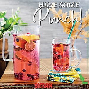 Simax Glass Pitcher, 64 Oz (2 Quart) Borosilicate Glass Water Pitchers, Hot and Cold Safe Sangria Pitchers, for Beverage, Iced Tea, Lemonade & Juice