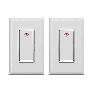 Smart Light Switch, WiFi Switch Touch Wall Switch 1 Gang, Work with Smart Life/Tuya App, Compatible with Alexa Google Home and IFTTT, No Hub Required, App Control from Anywhere, Timing Schedule, 2Pack