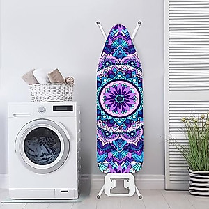 Yuuxorilu Mandala Ironing Board Cover Full Size Scorch Resistant Padding with Elastic Edge Iron Pad Covers Standard Boards, Hook and Loop Fastener Strap