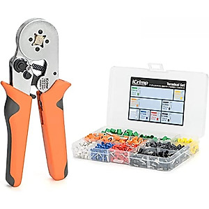 iCrimp Ferrule Crimping Tool Kit, AWG 23-10 Self-adjustable Ratchet Ferrule Crimper Plier c/w 770End Sleeve Ferrules Connector Terminals on Electrician, Contractors, Repair Support