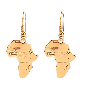 24k Gold Plated Brass Africa Map Dangle Earring