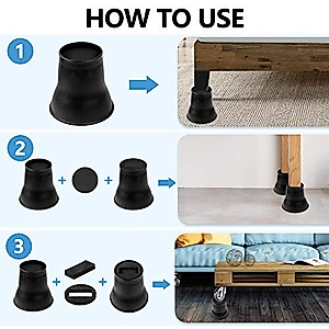 BTSD-home Bed Risers 6 Inch Heavy Duty Furniture Risers Adjustable Table Risers Suitable for College Dorm Twin XL, Sofas, Couches, TV Stands and Chairs (4 Pack, Round)