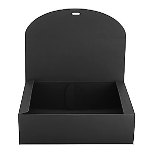 SWANGSA 16 Set Gift Boxes with Lids, 10.6''x8''x3'' Black Kraft Paper Gift Boxes For Presents, Bridesmaid Proposal Box with Ribbon and 70pcs Adhesive Dots,for Wedding, Packaging, Present, Birthday, Cupcake Boxes