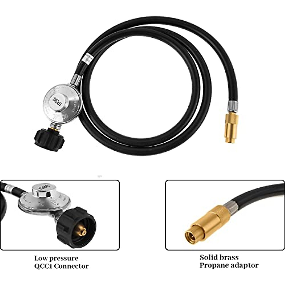 AJinTeby 6 Feet Propane Adapter Regulator and Hose for Blackstone 17 inch and 22 inch Table Top Griddle, QCC1 Low-Pressure Regulator Connect to Propane Tank
