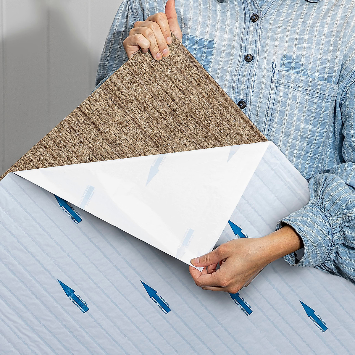 Mohawk Home 24" x 24" Indoor/Outdoor 0.25" Pile Height, Peel and Stick Carpet Tile, Brown Polyester, (15 Tiles) (60 sqft/Box)