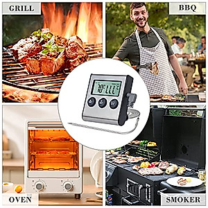 FYY Meat Thermometer, Digital Cooking Thermometer with Stainless Steel Long Food Temperature Probe and Alarm Timer for Liquids, Oven, Smoker, BBQ, Candy, Oil, Deep Frying Food Sliver