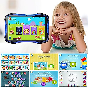 Kids Tablet 10 inch Tablet for Kids 3GB 64GB Toddler Tablet with Case, Kids Learning Android Tablet with WiFi Dual Camera IPS Screen Kids Software Installed Childrens Tablet for Toddlers YouTube