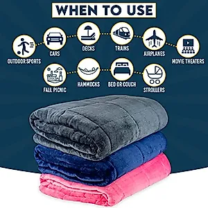 Quiilai Portable Flannel Weighted Blanket 10 lb 50"x 60" (Grey)