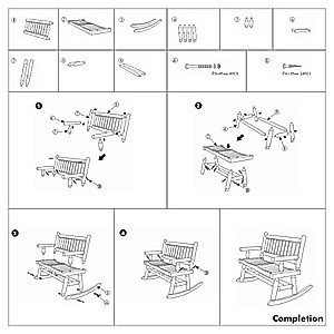 XCSOURCE Outdoor Rocking Bench, Wooden Double Outdoor Patio Rocker Chair for 2 Persons, Rustic Log Porch Bench for Farmhouse Decoration (Brown)