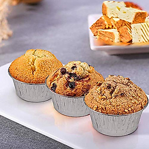 2 Oz Disposable Baking Cups Tins Foil Pans Cups 70 mL Aluminum Foil Cupcake Bowl Pans for Baking, Roasting, 100Pcs.