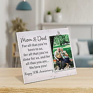 ZENNLAB 50th Wedding Anniversary Picture Frame for Mom and Dad, Gift for Parents 50th Anniversary Keepsake, Golden Anniversary Decorations for Parent from Daughter
