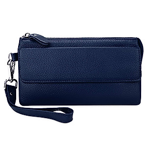 YALUXE Real Leather Wristlet Clutch Handbag Crossbody Bag Cellphone Purse RFID Blocking