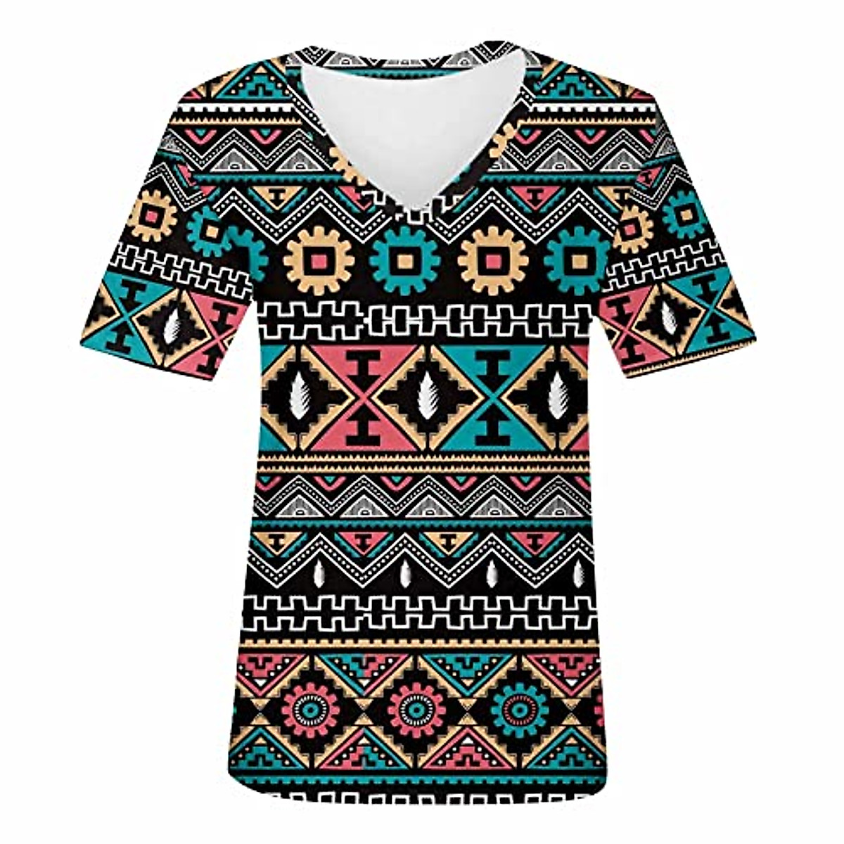 T Shirts for Women Dressy Cute Tops for Women Casual Basic Short Sleeve Shirts for Women Regular Fit Wear with Leggings Flowy Foral Print Blouses Dressy Casual Blouses