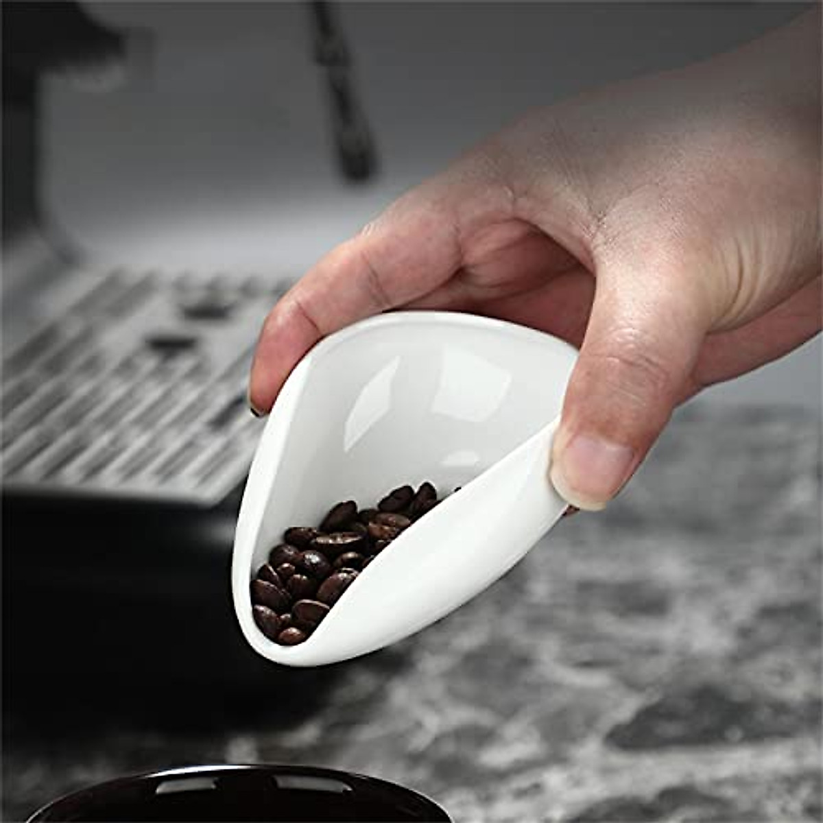 LIPPSY Coffee Dosing Cup, Coffee Beans Dosing Cup, Ceramic Tea Scoop, Pure White Ceramic Tea Vessel with Non-Slip Base
