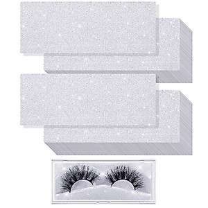 Blulu 50 Pieces Lash Box Internal Glitter Background Paper Rectangle Glitter Cardstock for False Eyelashes Storage Box lashes Case Holder Makeup Cosmetic Container, No Eyelashes Box