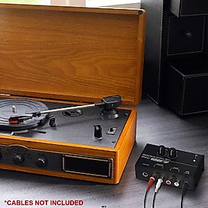 Phono Turntable Preamp-Mini Audio Stereo Phonograph，Separate DC 12V Power Adapter, RCA Input, RCA Output & Low Noise preamp,Portable, Independent Knob Control Operation -Depusheng PP500, Black