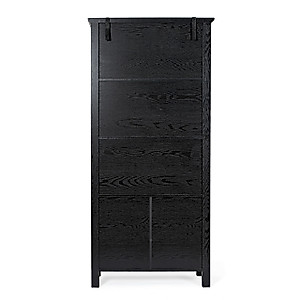 Merrick Lane Omaha Storage Cabinet Bookcase, Modern Farmhouse Cabinet with Open Shelves, Lower Storage Cabinet with Glass Doors, 67.75", Black