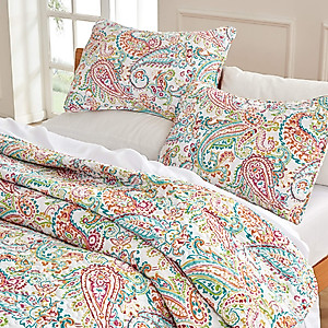 SLEEP ZONE 3-Piece Printed Quilt Set - Full/Queen Size - Lightweight Reversible Bedding Coverlet Set for All Season (Classic Paisley Pattern), Full/Queen (90x96 inch | 2 Pillow Shams)