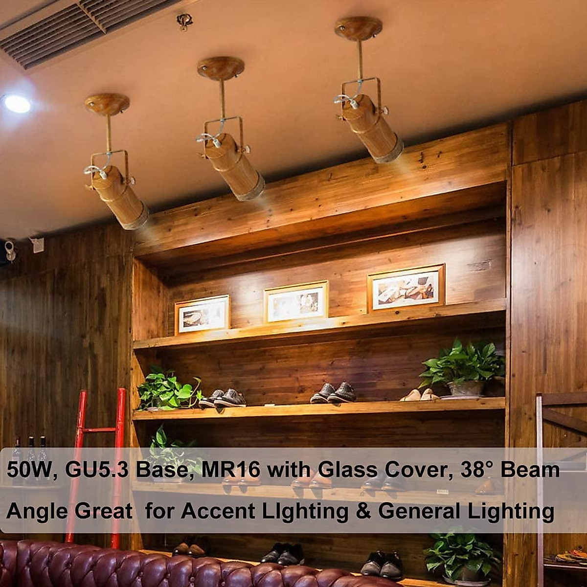 Vinaco MR16 Bulb，6 Pack MR16 Halogen Bulb 50W GU5.3 Base, 800LM High Output MR16 12V 50W Halogen, 2800K Warm White MR16 Dimmable with Clear Glass Cover, MR16 GU5.3 for Landscape, Track Lights